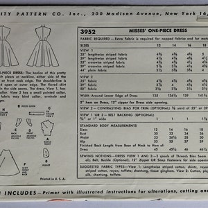 Simplicity 3952. Vintage 1952 Women's Dress Pattern. - Etsy