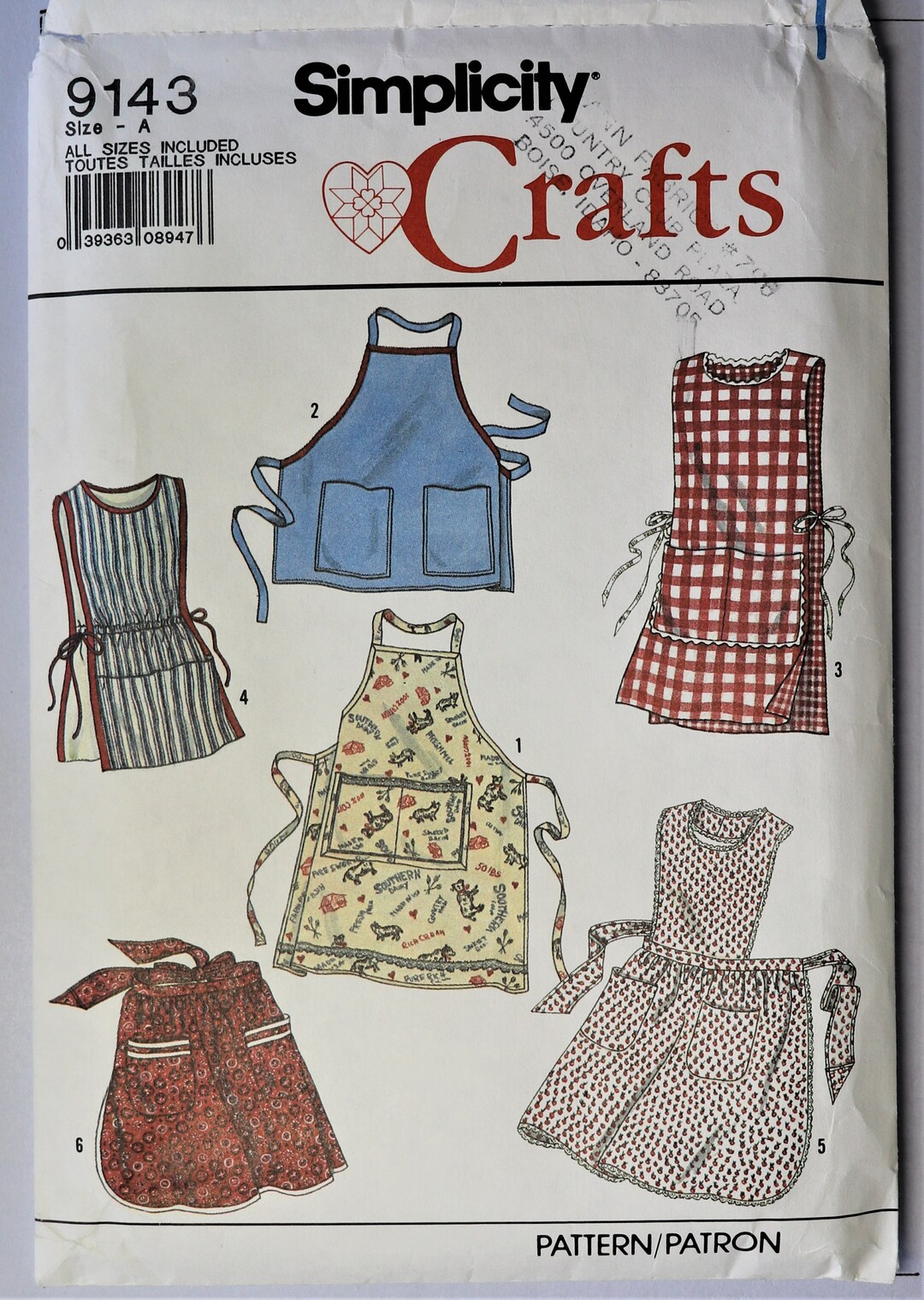 Simplicity 9143. Apron Pattern. Bib Apron Pattern. Half Apron Pattern ...
