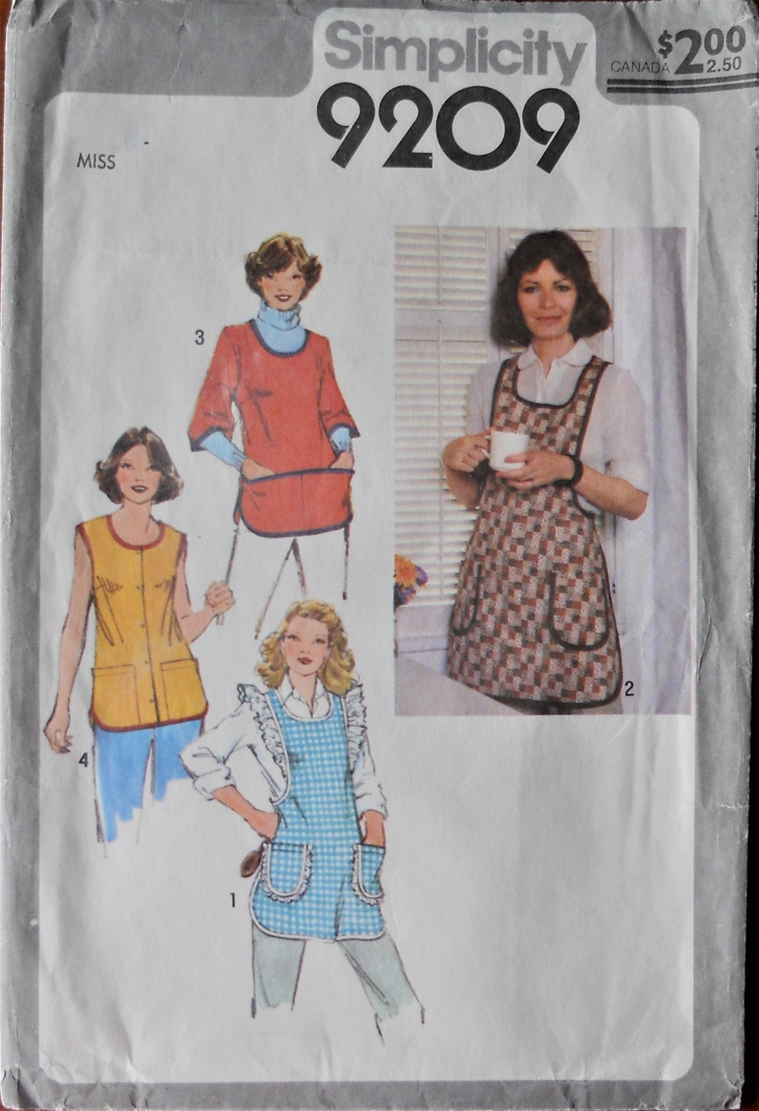 Simplicity 9209. Misses Aprons Pattern. Vintage 1979 Pinafore Apron ...