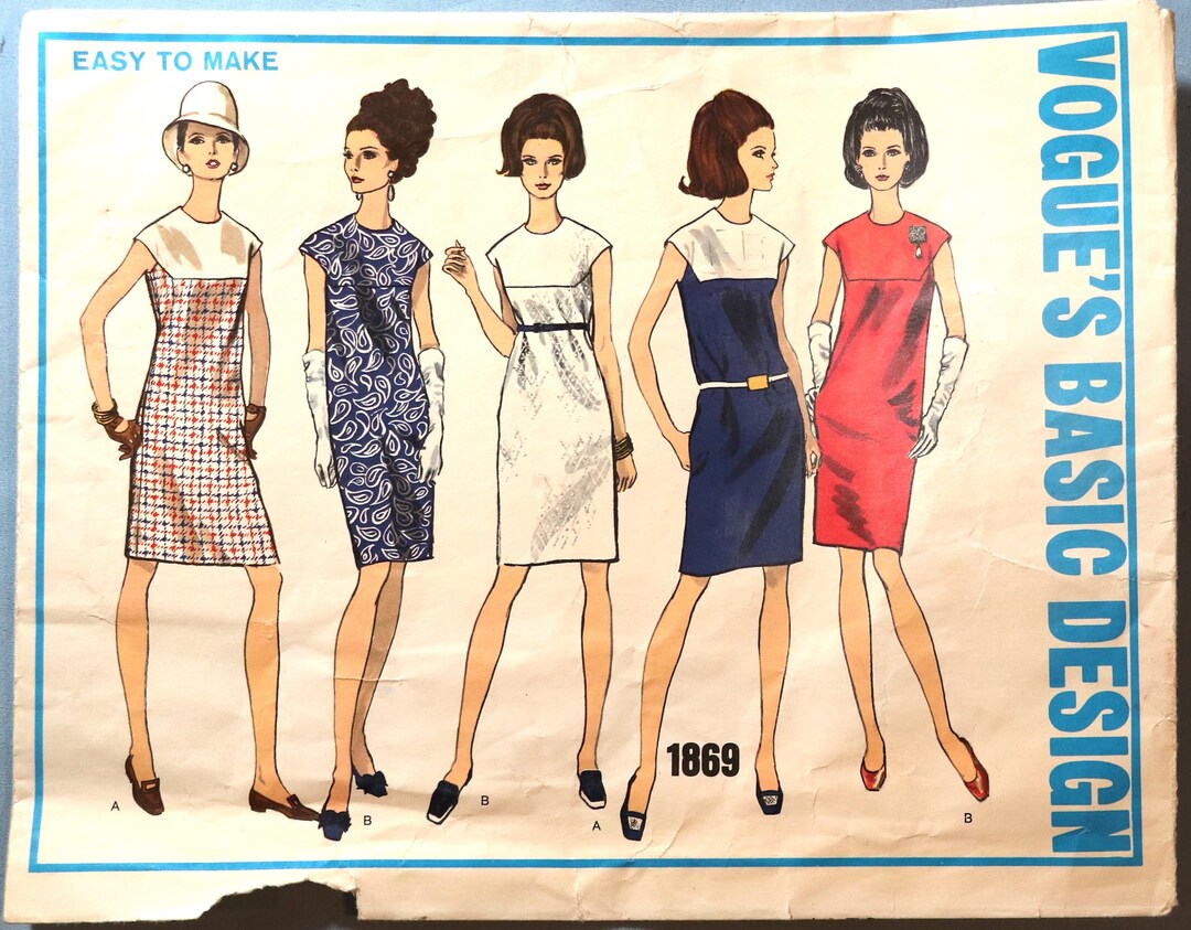Vogue 1869. Vintage 1960's Dress Pattern. Vogue Basic Design 60's ...
