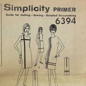 Simplicity 6394. Vintage 1966 Jiffy Shift Dress Pattern. Ribbon Dress ...