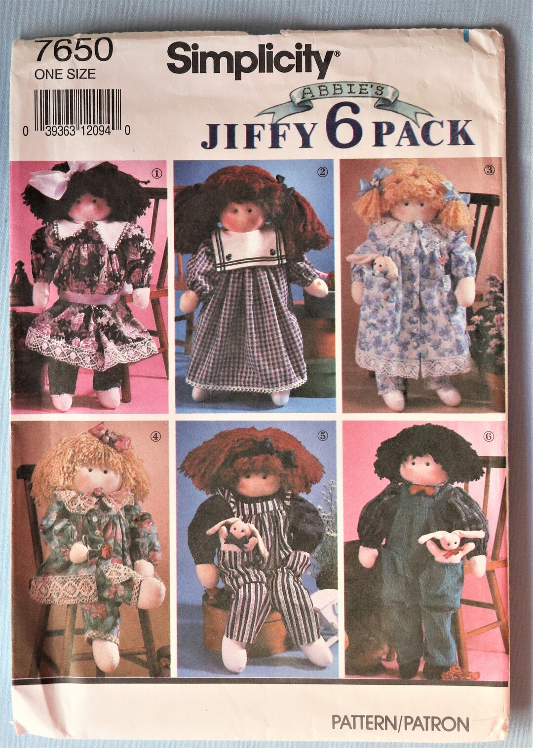 Simplicity 7650. Rag Doll and Clothes Pattern. Abbie's Jiffy 6 Pack Rag ...