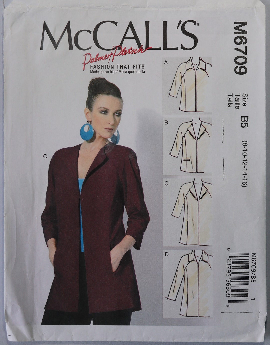 Mccall's 6709. Misses Jacket Pattern. Semi Fitted Unlined Jacket ...