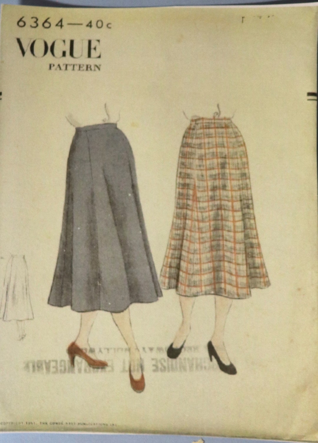 Vogue 6364. Vintage 1948 Skirt Pattern. 4-gore Flared Maxi Skirt ...