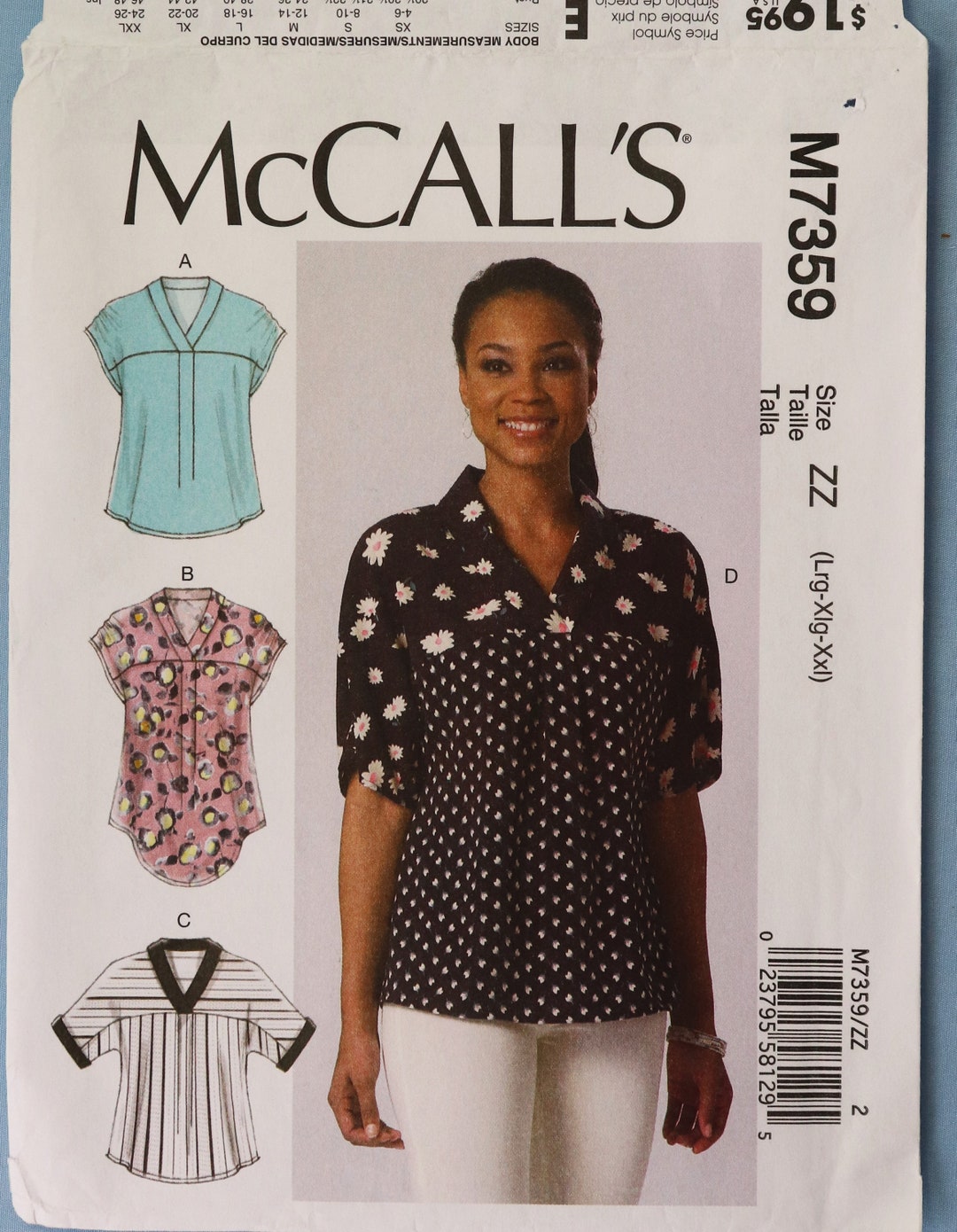 Mccall's 7359. Women's Tops Pattern. Loose Fit Pullover Tops Pattern ...