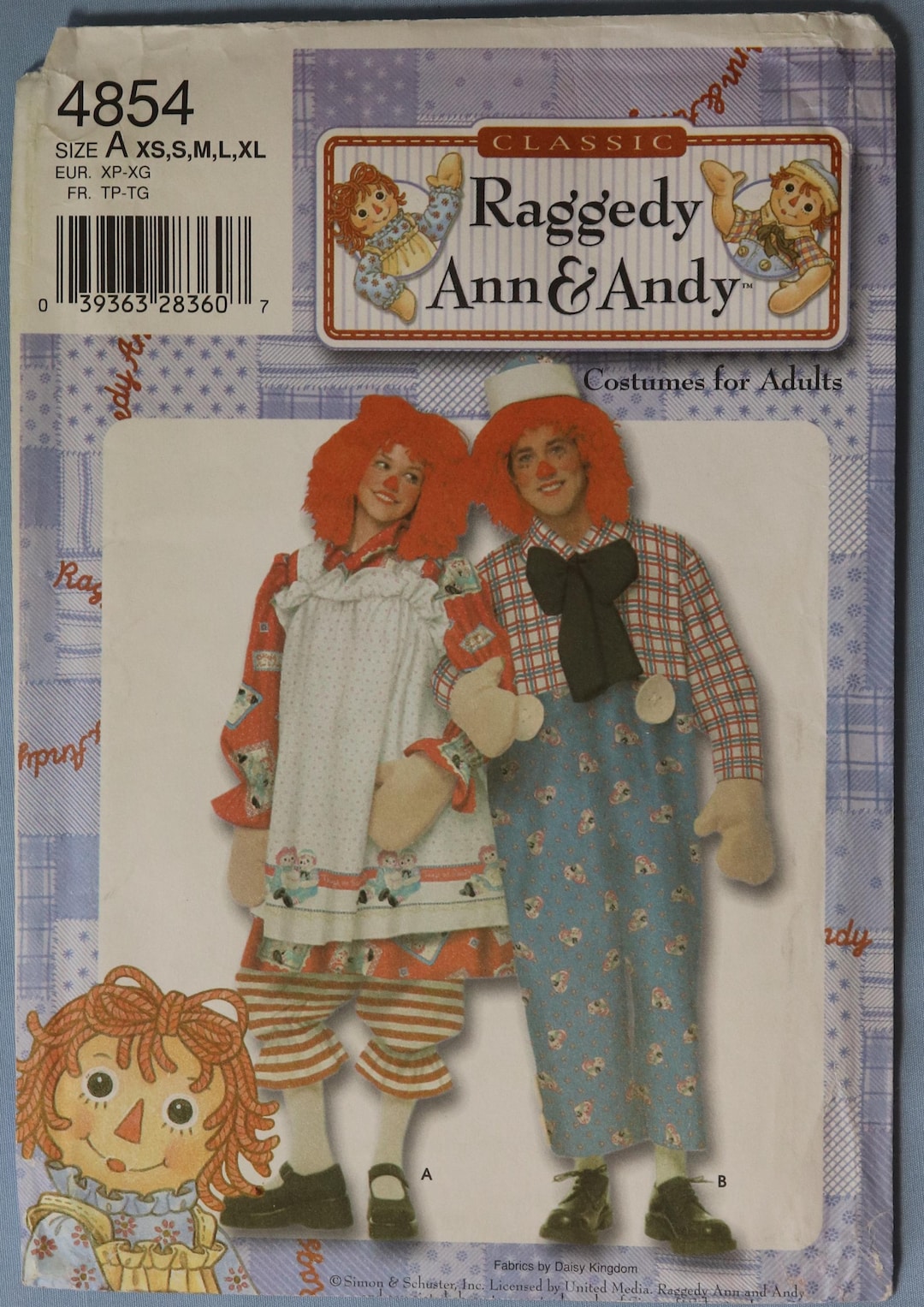 Simplicity 4854. Raggedy Ann and Andy Costumes Pattern. Daisy Kingdom ...