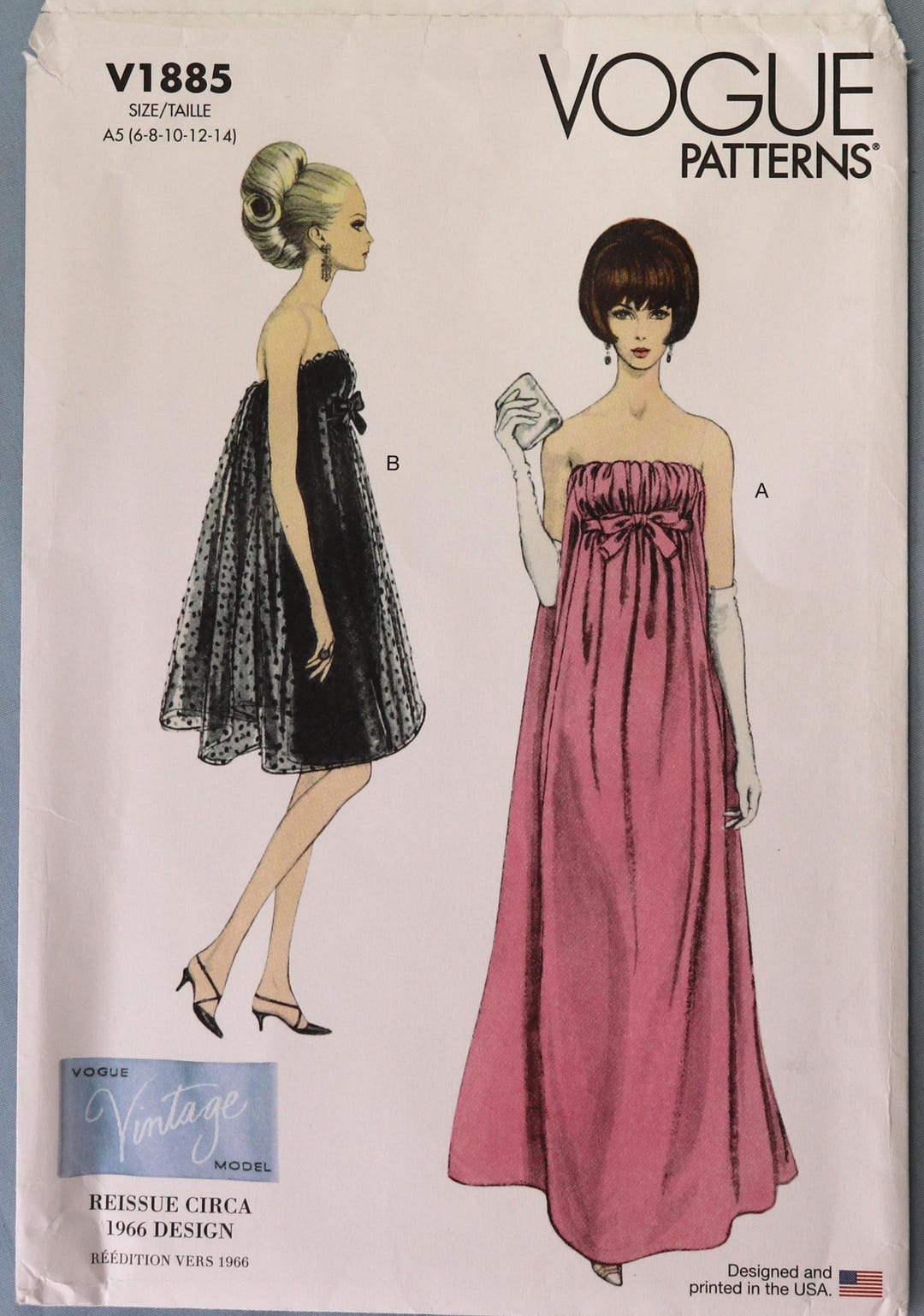 Vogue 1885. Evening Gown Pattern. Retro 1966 Strapless Evening Gown in ...