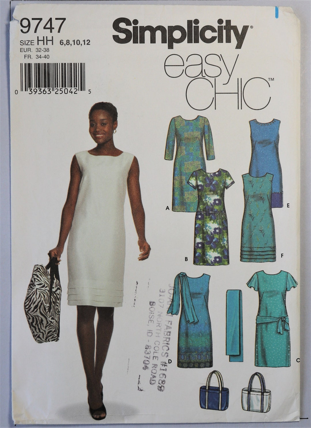 Simplicity 9747. Misses Sheath Dress Pattern. Shift Dress Pattern. Easy ...