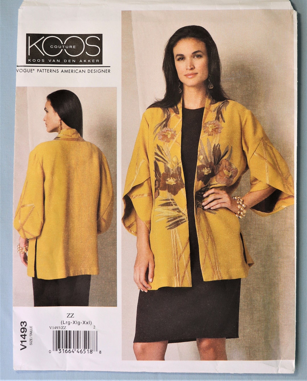Vogue 1493. Women's Kimono Jacket Pattern. Koos Van Den Akker Loose Fit Kimono Jacket Pattern ...