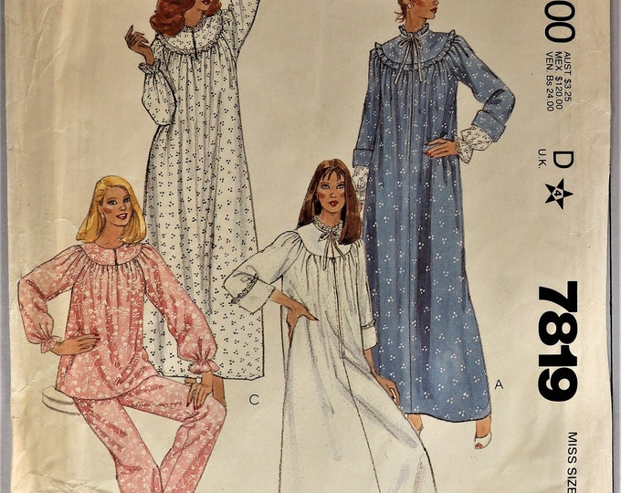 Mccall's 7819. Misses Nightgown, Robe and Pajamas Pattern. Granny ...