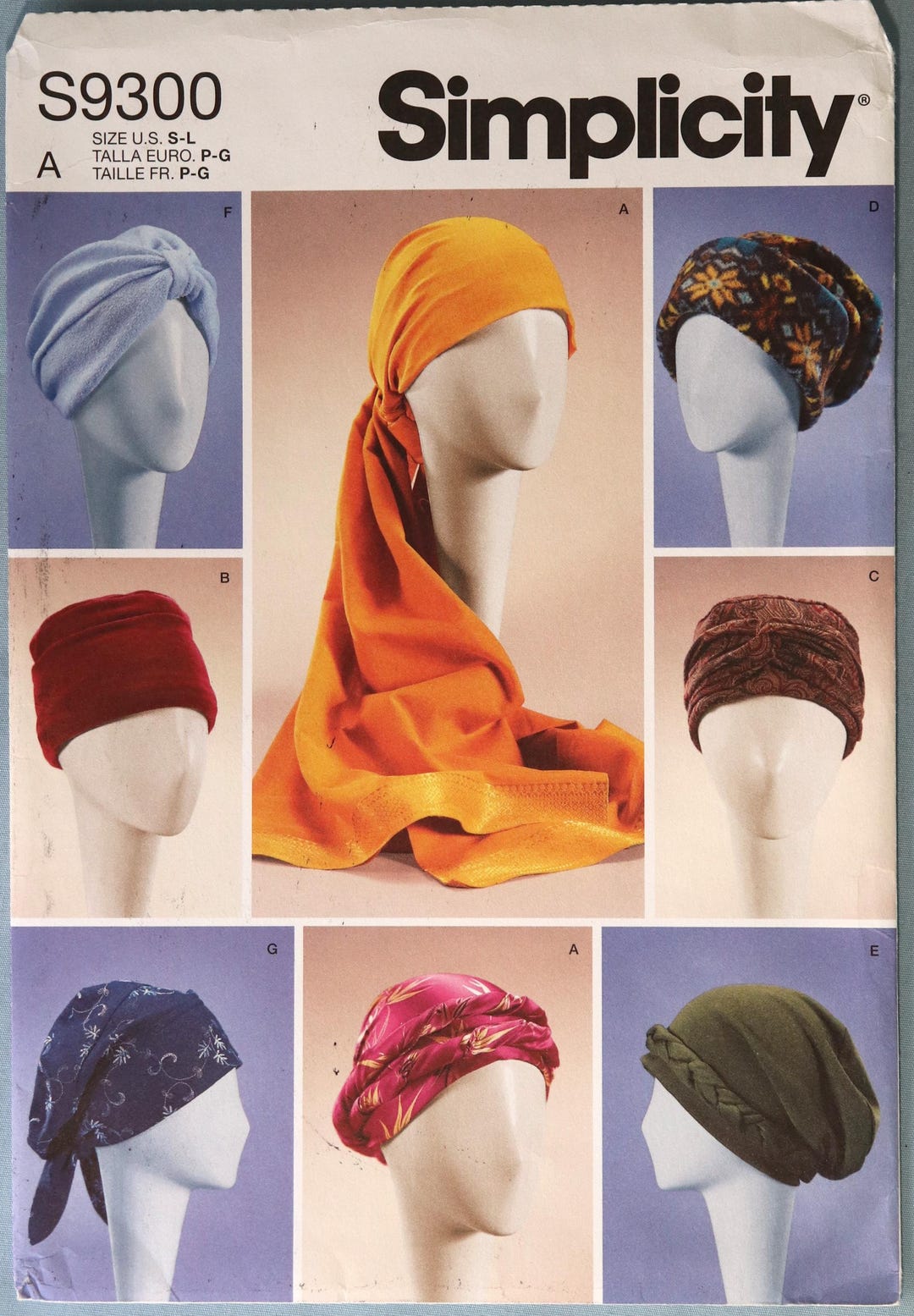 Simplicity 9300. Misses Hats, Headwraps and Turbans Pattern. Head ...