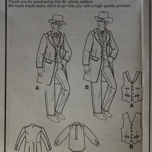 Simplicity 2895. Men's Western Frock Coat, Vest, Shirt Pattern ...
