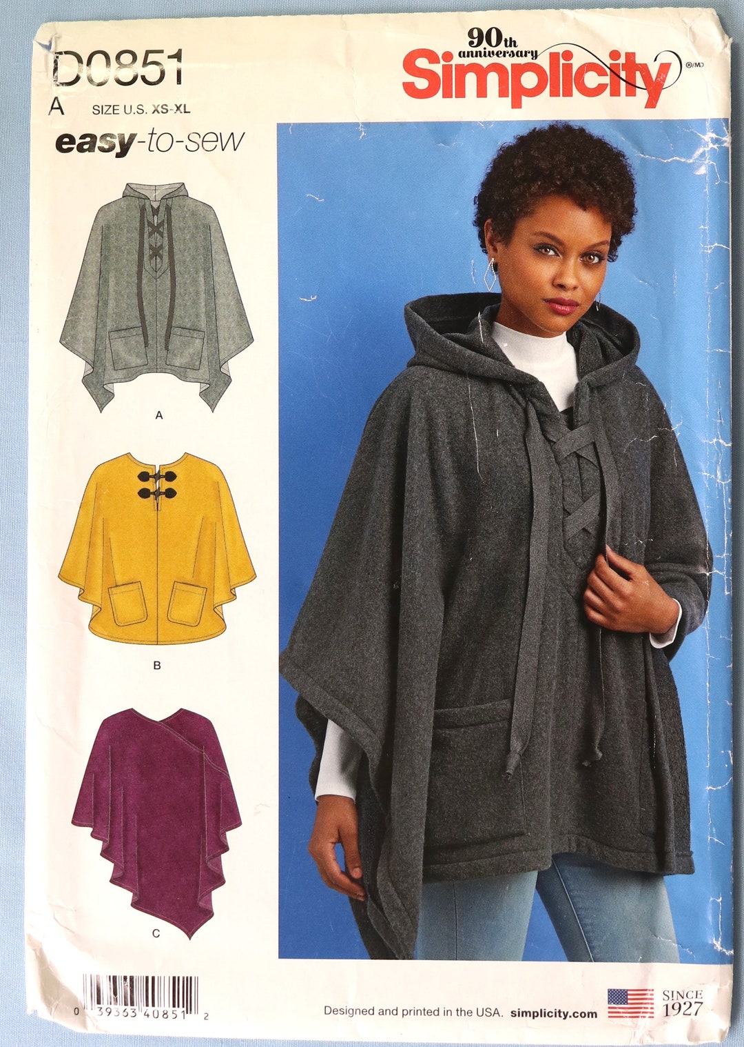 Simplicity 8517. Poncho Pattern. Misses Fashion Ponchos Pattern. Rain ...