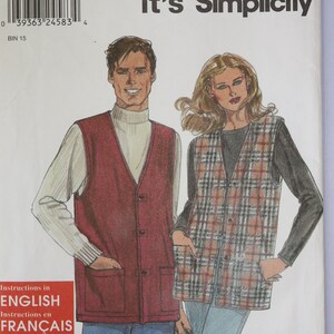 Simplicity 9542. Vest Pattern. Men's Vest Pattern. Womens' Vest Pattern ...