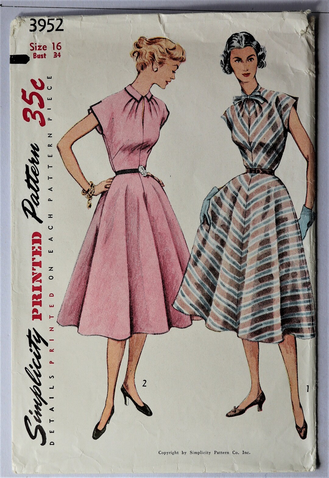 Simplicity 3952. Vintage 1952 Women's Dress Pattern. - Etsy