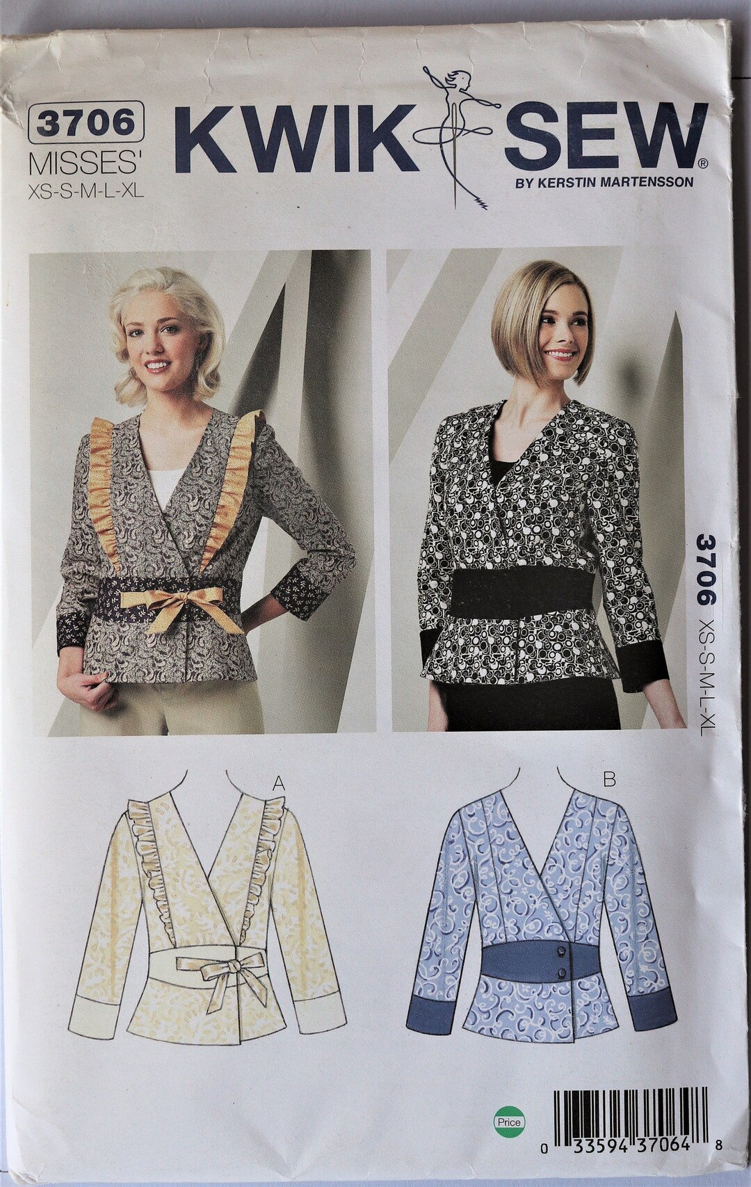 Kwik Sew 3706. Misses Wrap Jacket Pattern. Fitted Wrap Jacket With ...