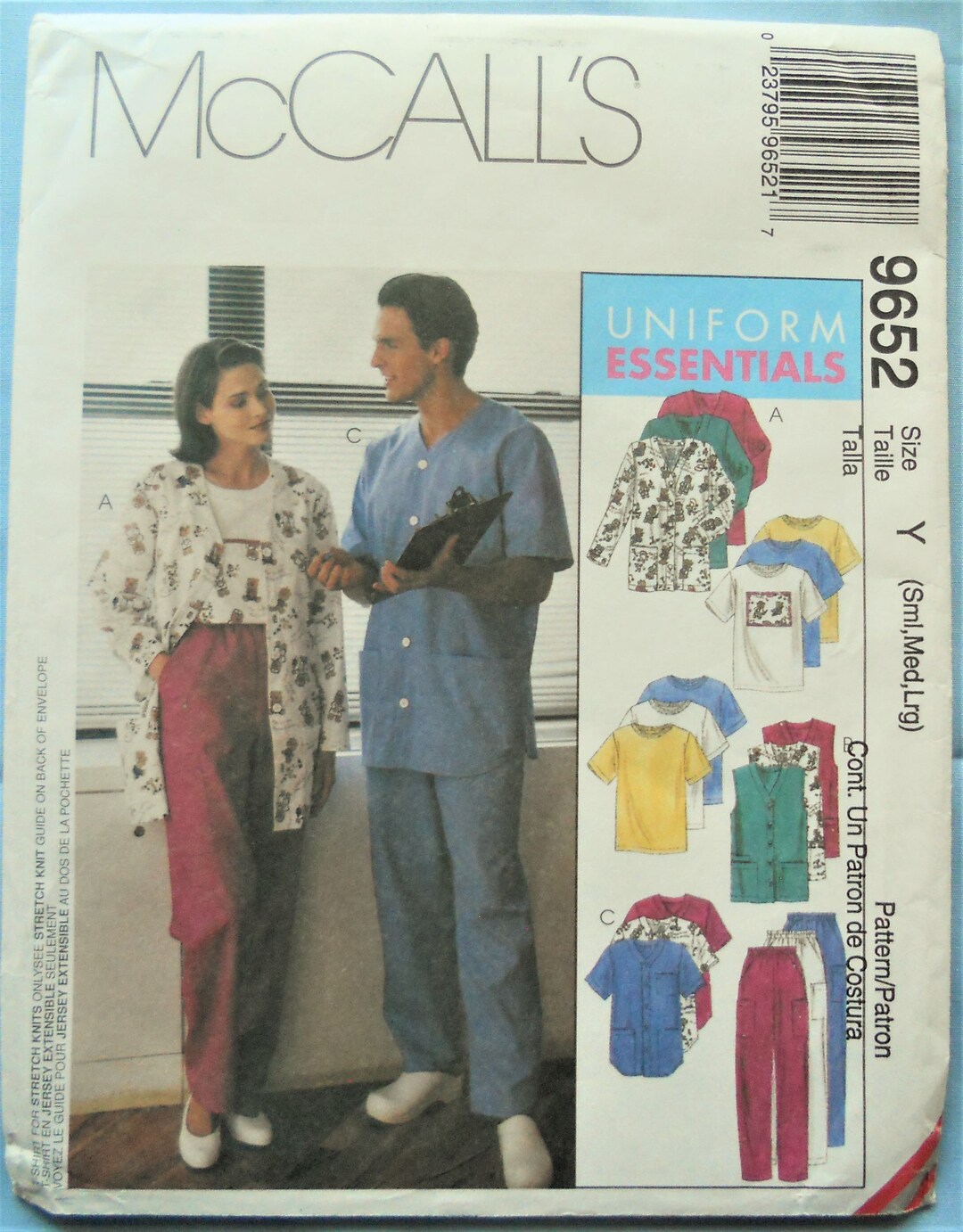 Mccall's 9652. Scrubs Pattern. Men/women Scrubs Pattern. Unisex uniform ...