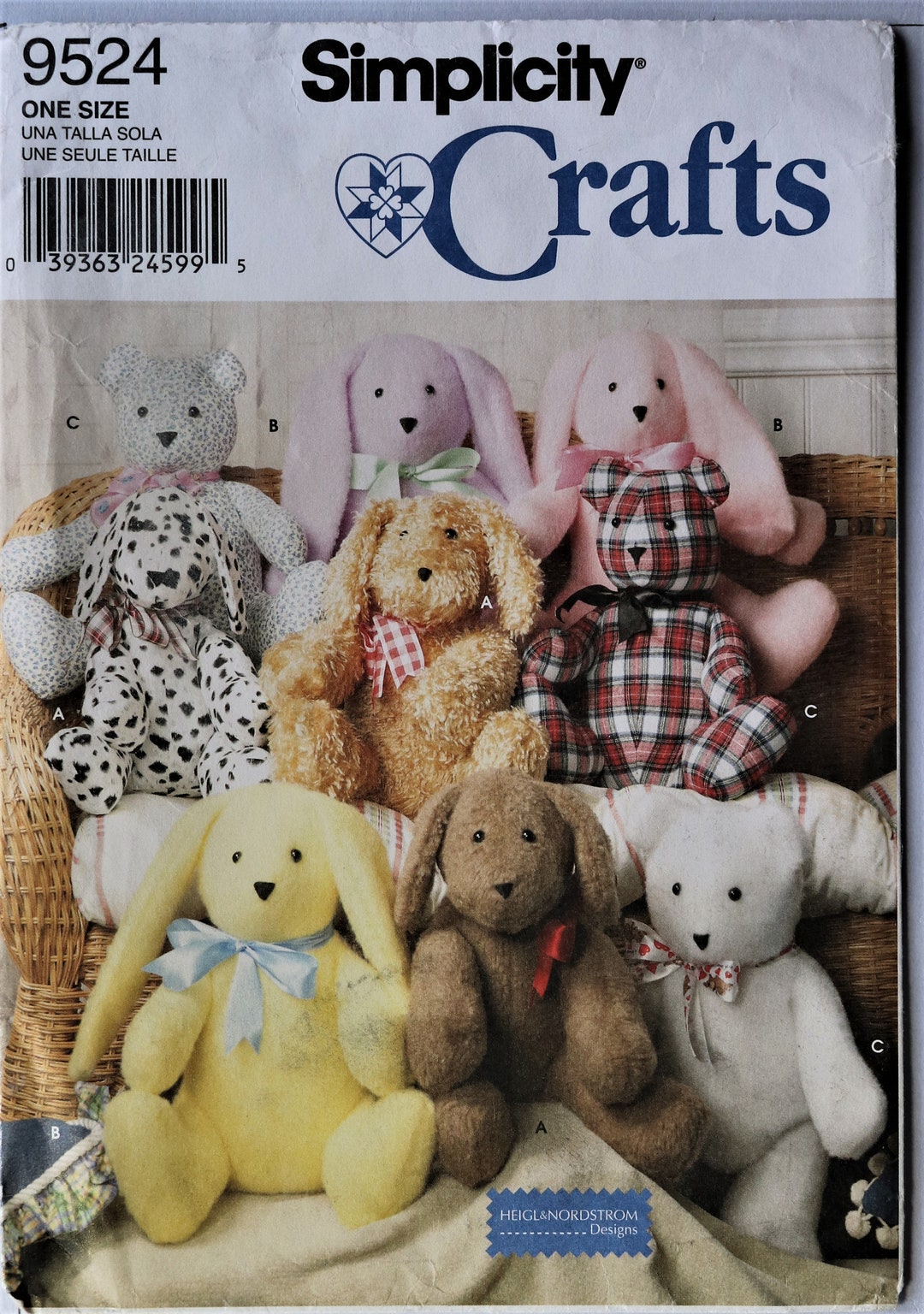 Simplicity 9524. Stuffed Animals Pattern. Two Pattern Pieces - Etsy