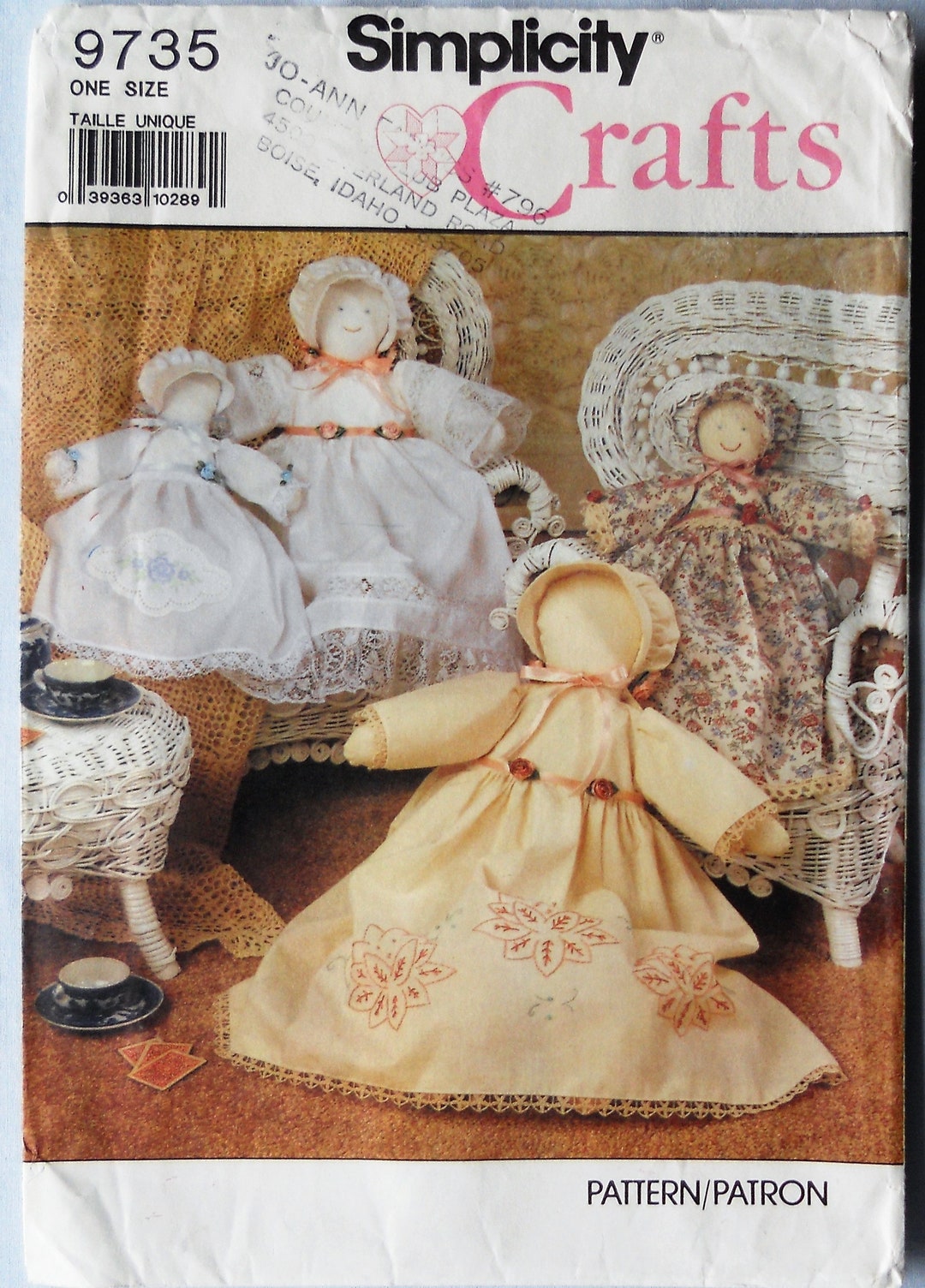 Simplicity 9735. Rag Doll Pattern Heirloom Doll Pattern. - Etsy
