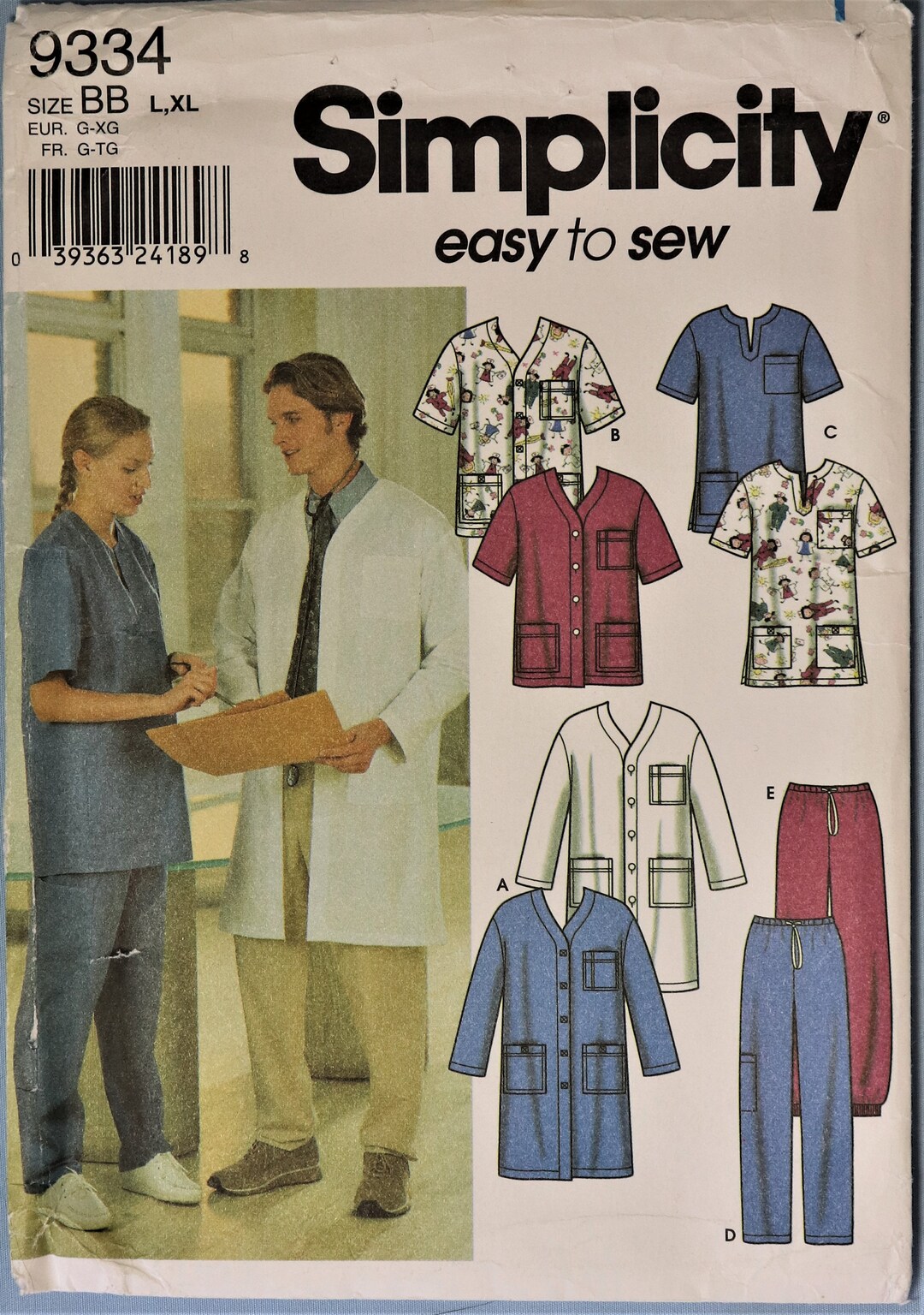 Simplicity 9334. Scrubs and Lab Coat Pattern. Mens and Womens Scrubs ...