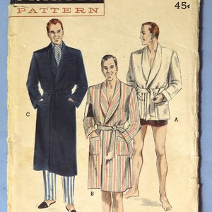 Butterick 5770. Vintage 1951 Men's Robe Pattern. Men's Shawl Collar ...