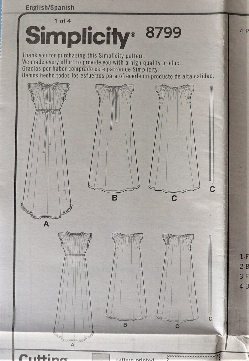 Simplicity 8799. Misses Nightgown Pattern. Retro 1950's - Etsy