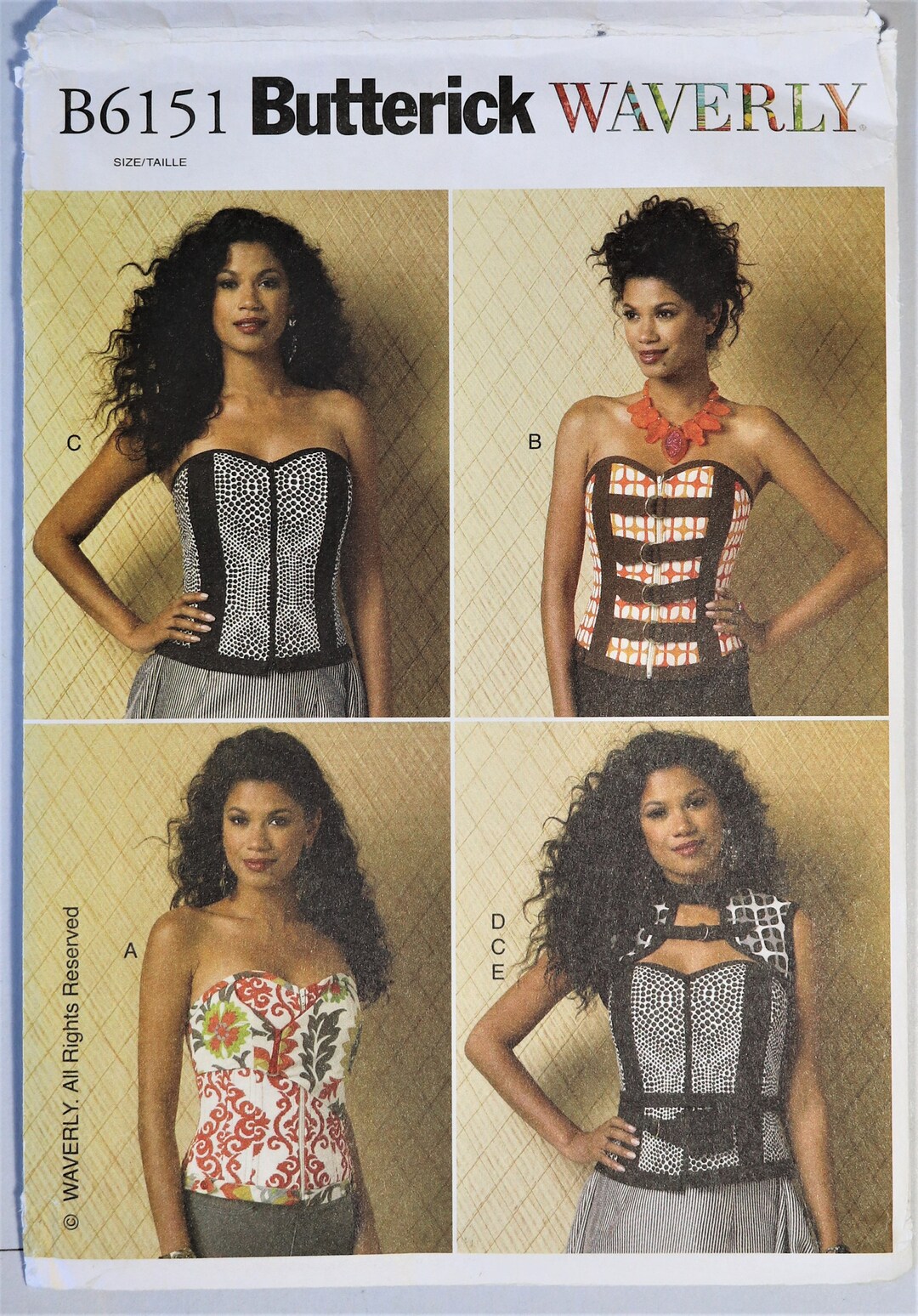 Butterick 6151. Misses Corset and Vest Pattern. Misses Bustier Pattern ...
