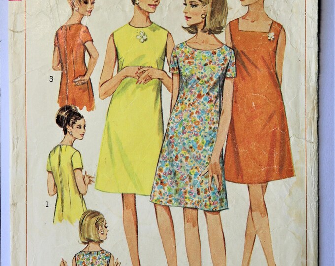 Simplicity 7120. Misses Dress Pattern. Vintage 1967 Mod Dress Pattern. Shift Dress Pattern. A ...