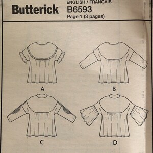 Butterick 6593. Women's Tops Pattern. Loose Fit Pullover Tops Pattern ...