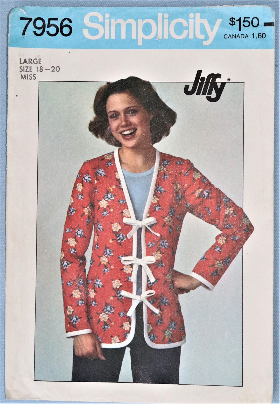 Simplicity 7956. Misses Jacket Pattern. Vintage 1977 Jiffy Unlined Tie ...
