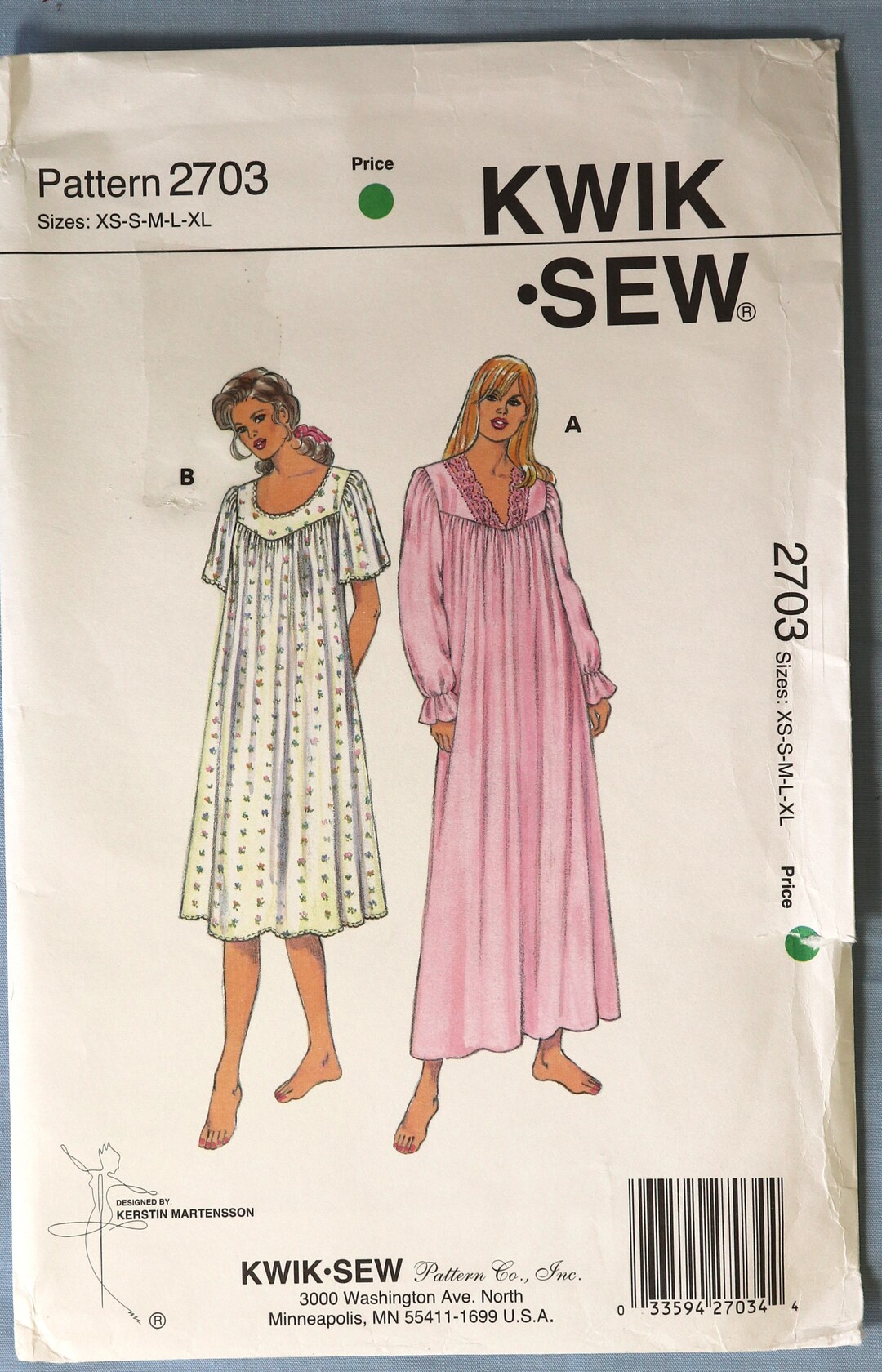 Kwik Sew 2703. Misses Nightgown Pattern. Long or Short Nightgown ...