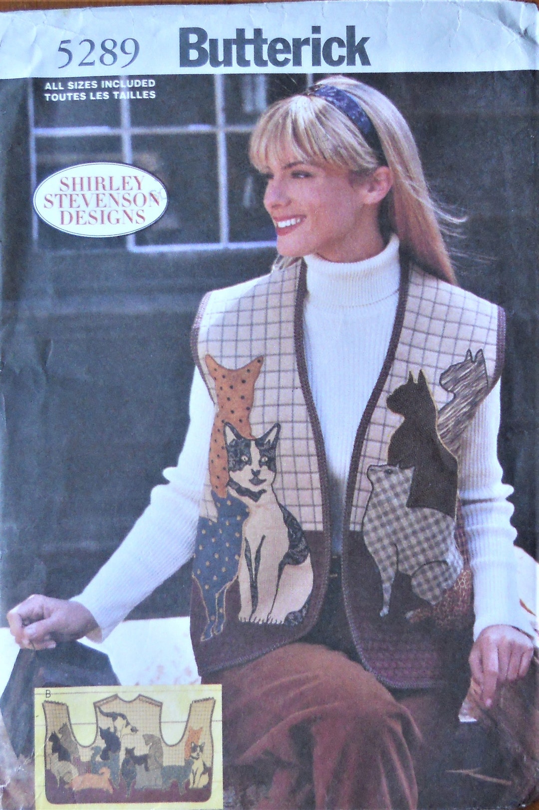 Butterick 5289. Misses Vest Pattern. Quilted Vest With Cats - Etsy