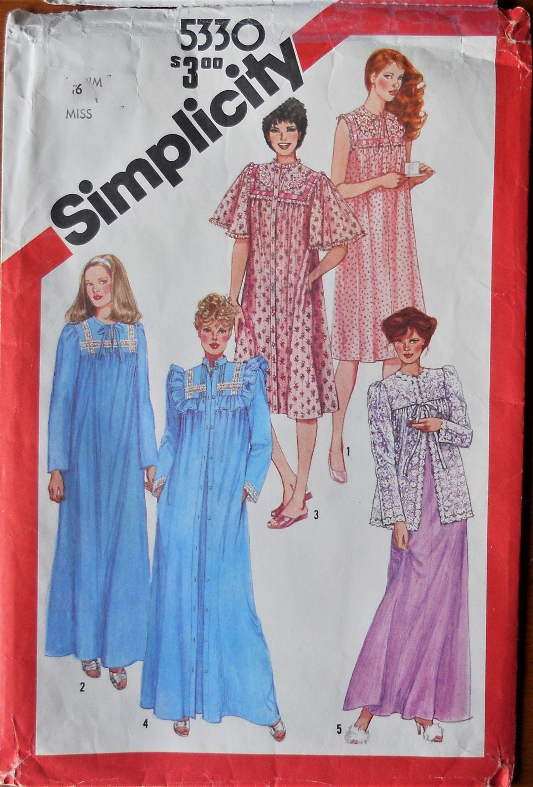 Simplicity 5330. Misses Nightgown, Robe and Bed Jacket Pattern. Vintage ...
