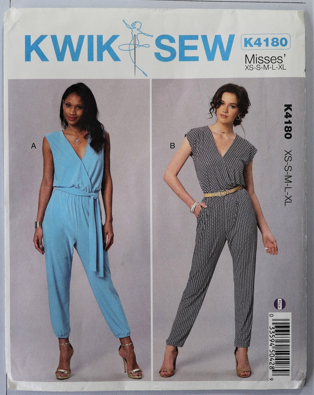 Kwik Sew 4180. Jumpsuit Pattern. Misses Knit Jumpsuit Pattern. Pull on Sleeveless Jumpsuit ...