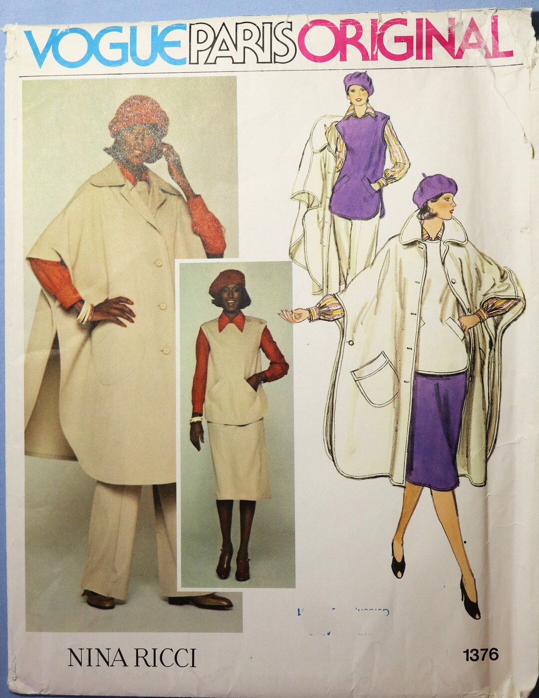 Vogue 1376. Vintage 1976 Nina Ricci Poncho, Top, Skirt, Pants, Blouse ...