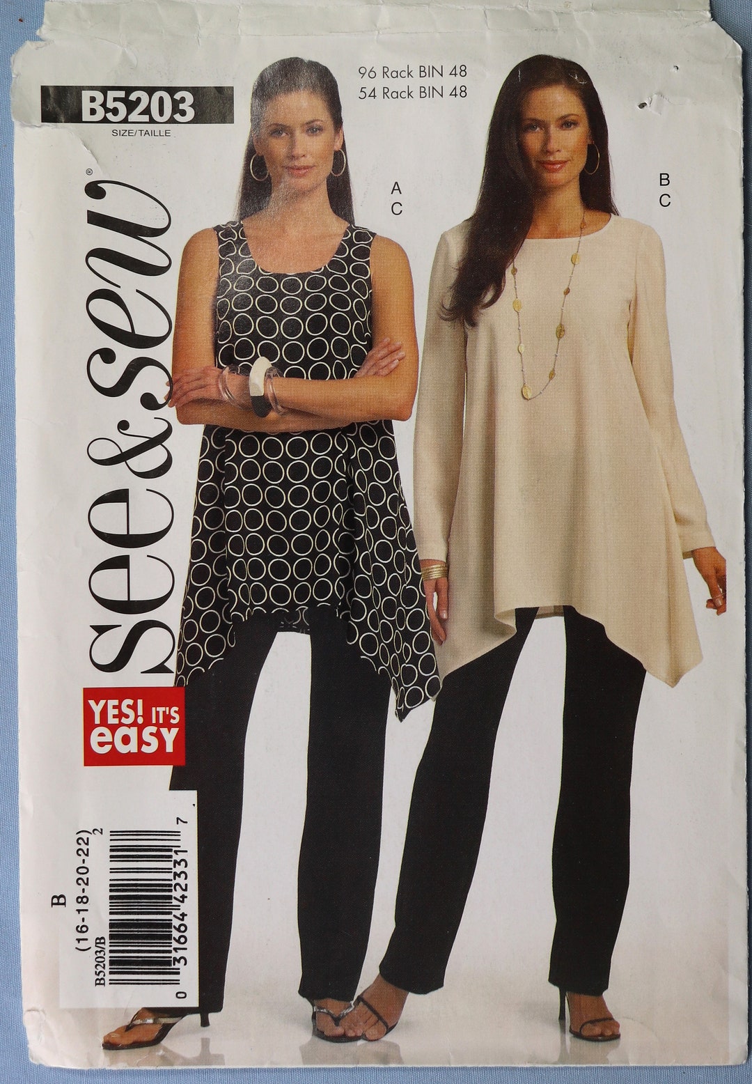 Butterick 5203. Women's Tunic and Pants Pattern. Plus Size Trapeze Style Tunic and Pull on Pants ...