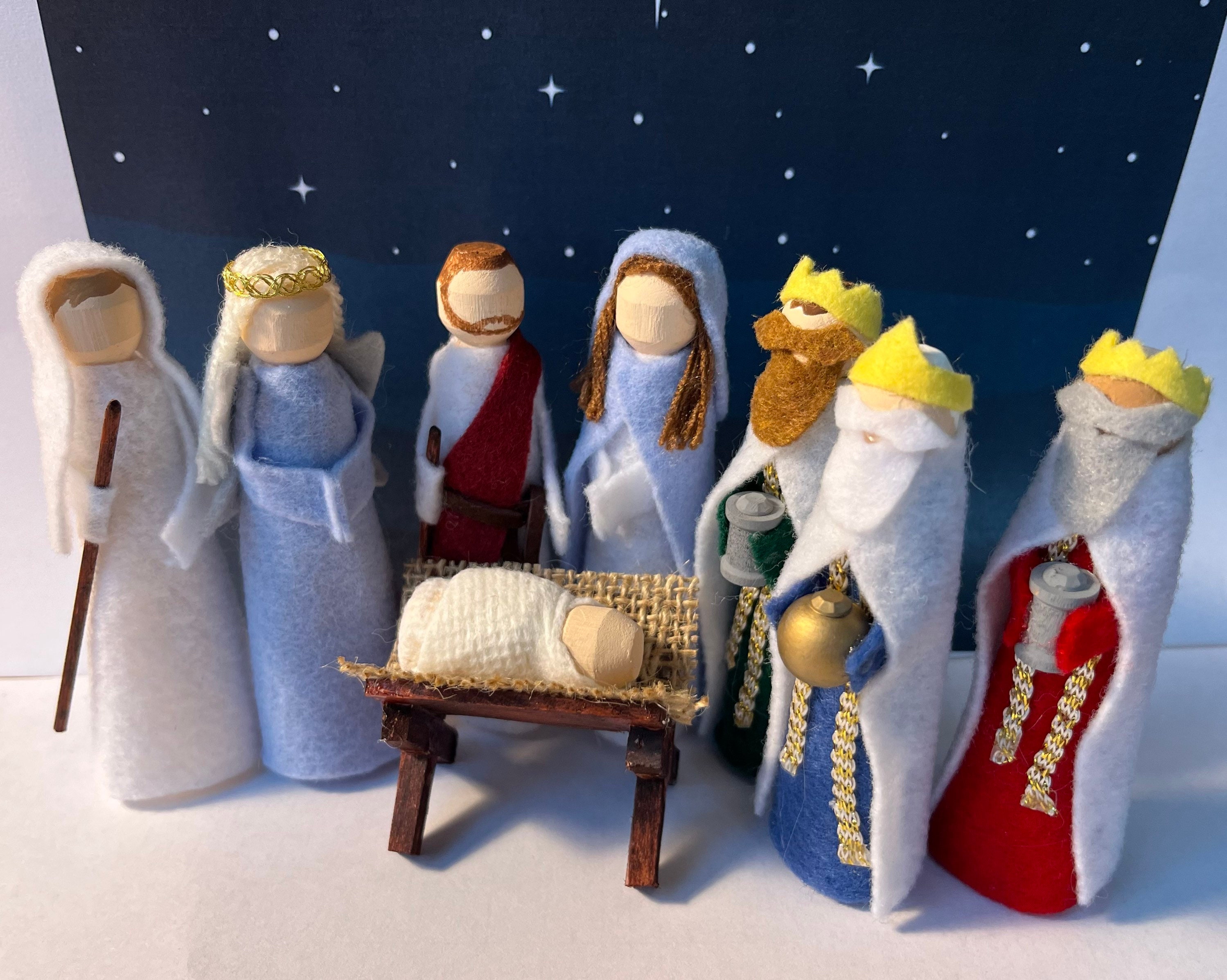 Clothespin Doll Manger Set - Etsy