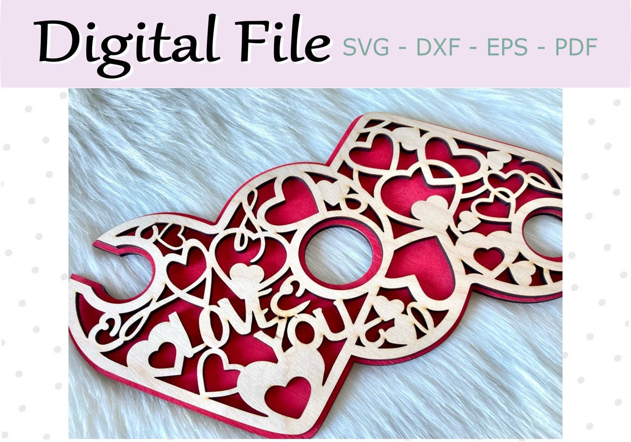 Wine Butler Svg, Valentine Wine Caddy Digital File, Wine Glass Bottle ...