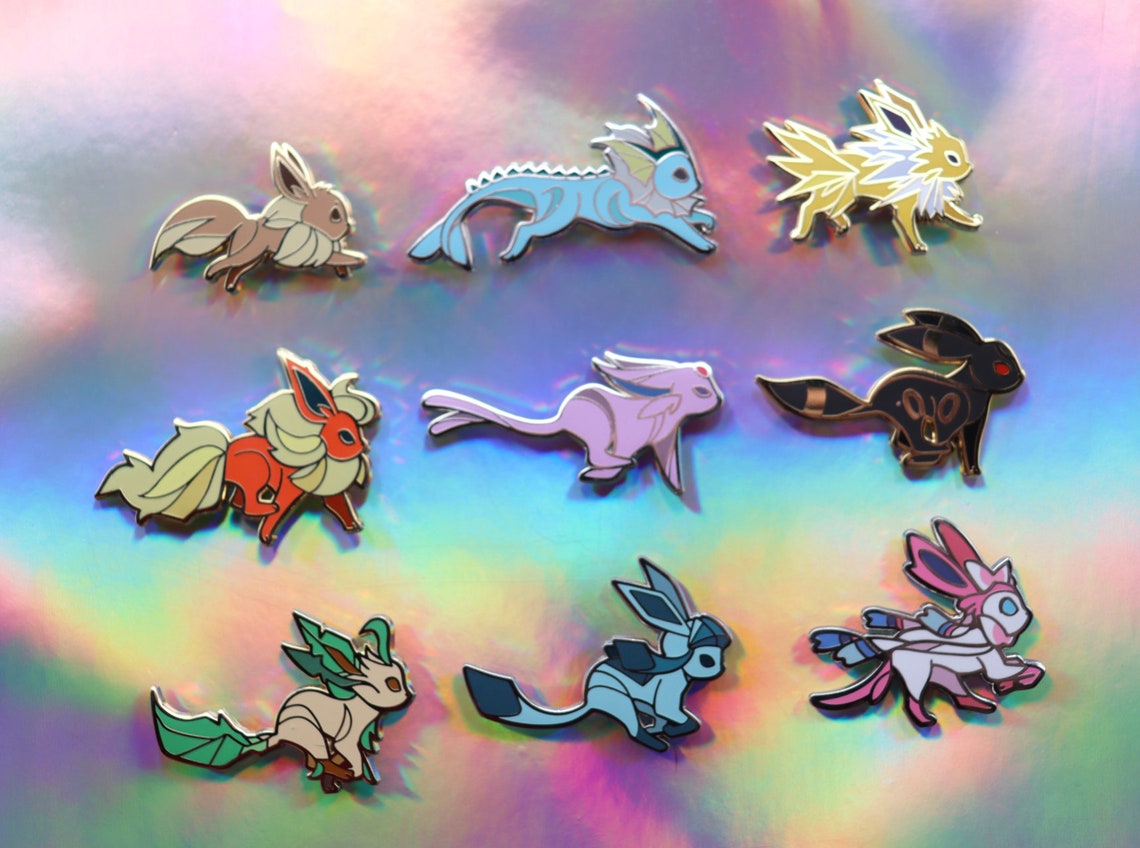 Hard Enamel Pins Eeveelution : Eevee Vaporeon Flareon Jolteon | Etsy UK