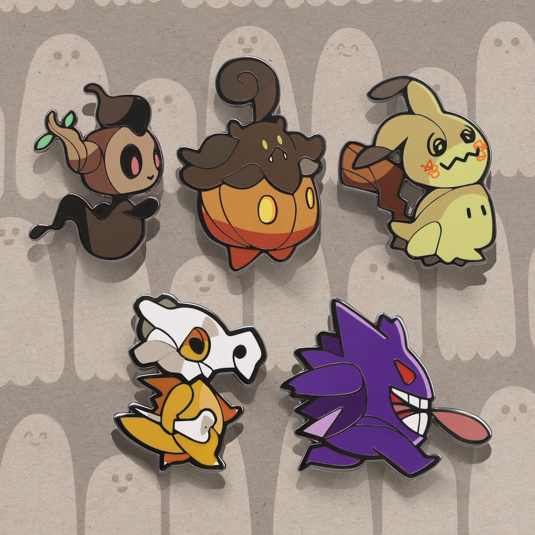 Spooky Parade Enamel Pins : Phantump Pumpkaboo Genar Cubone Mimikyu - Etsy