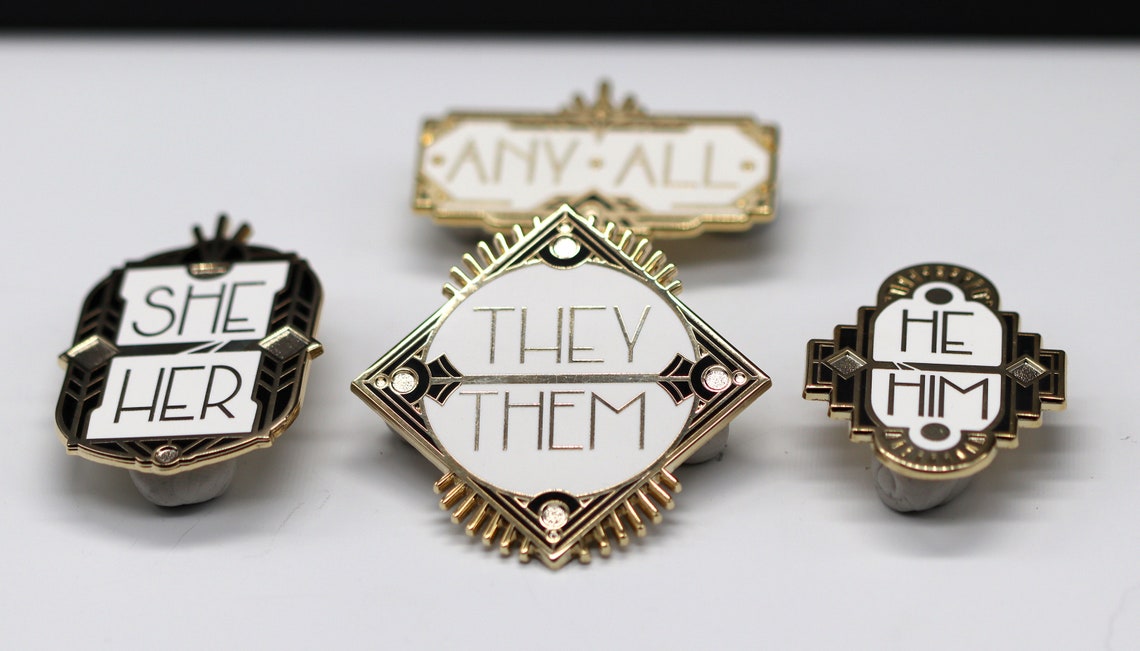 ART DECO PRONOUN Pins Hard Enamel He/him She/her Any/all - Etsy