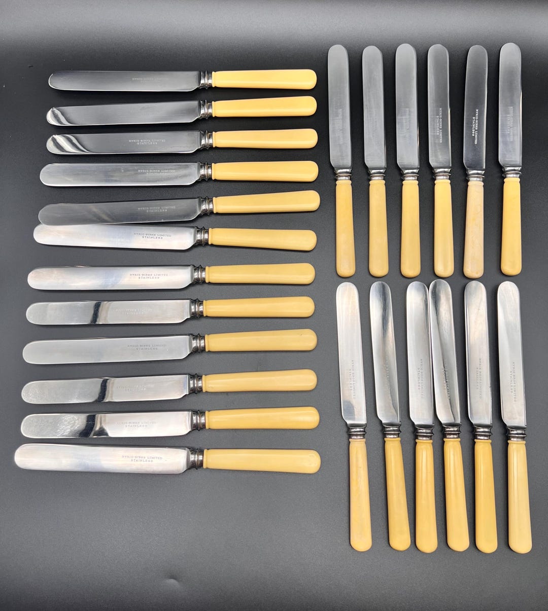 Vintage Ryrie-birks & Ryrie Bros Cream Bakelite Handle Table Knives ...