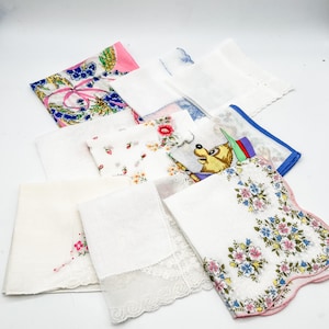 Fancy Hankies/handkerchiefs/vintage Cotton or Linen/lace Trimmed/floral ...