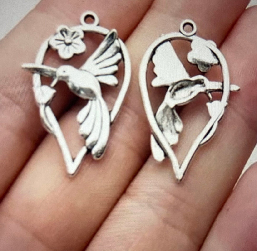 Silver Humming Bird Charms 2/10 Pcs - Etsy