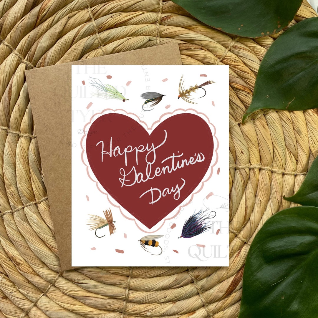 Galentines Fishing Valentines Day Card, Fly Fishing Card, Fishing ...