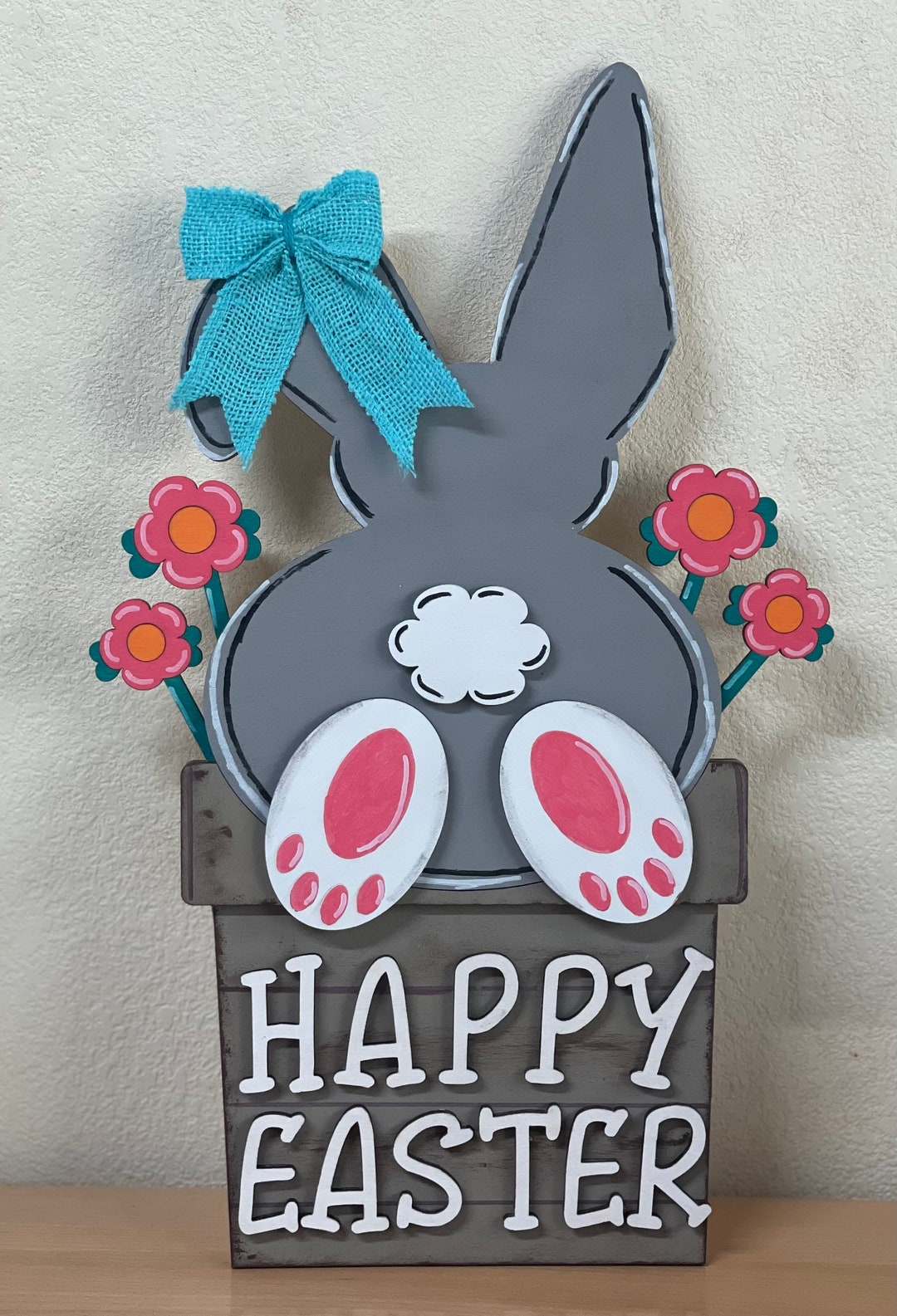 Happy Easter Door Hanger, Easter Door Hanger, Bunny Door Hanger, Bunny ...