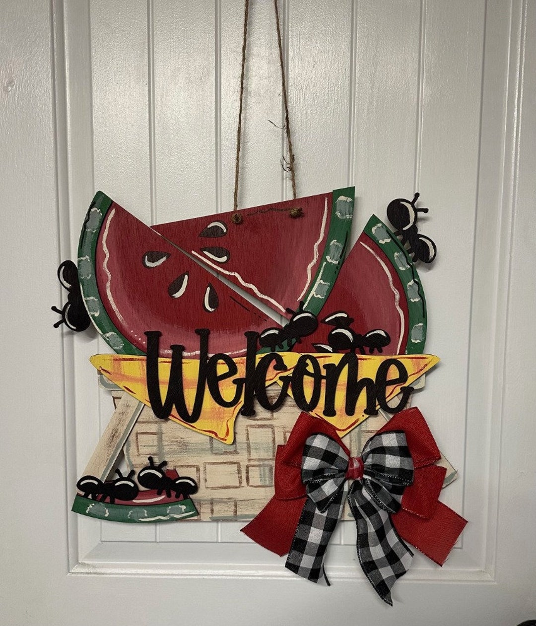Summertime Welcome Sign, Watermelon Welcome Sign, Watermelon and Ants ...