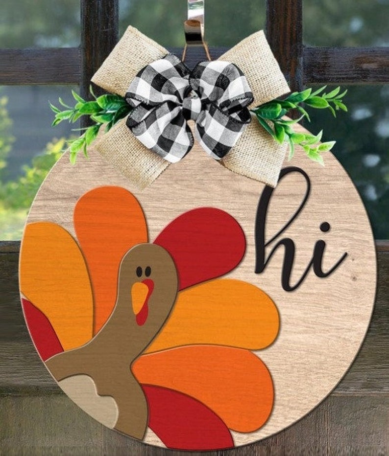 Turkey Welcome Sign Turkey Door Hanger Turkey Door Decor - Etsy