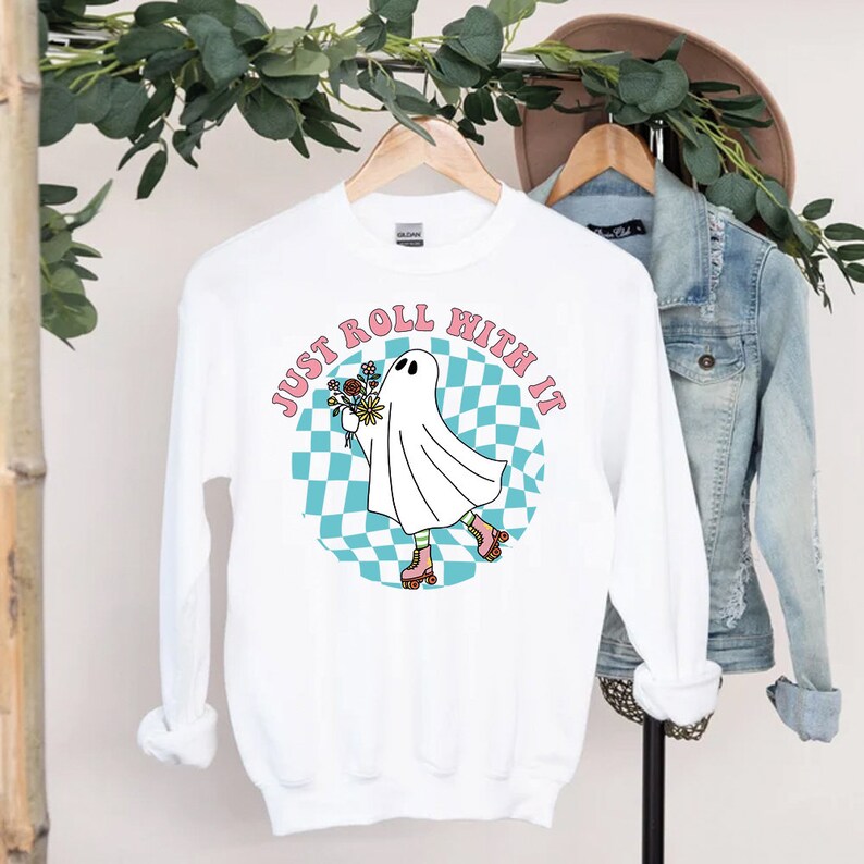 Ghost Roller Skate SVG Just Roll With It Scary Ghost - Etsy