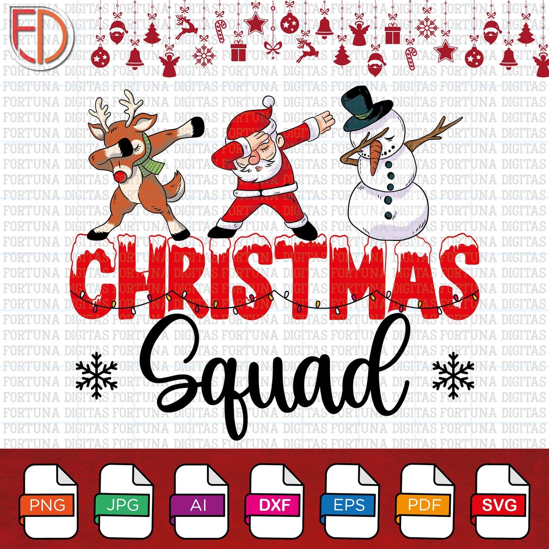 Christmas Squad SVG | Christmas Squad | Xmas Reindeer Santa Hat PNG ...